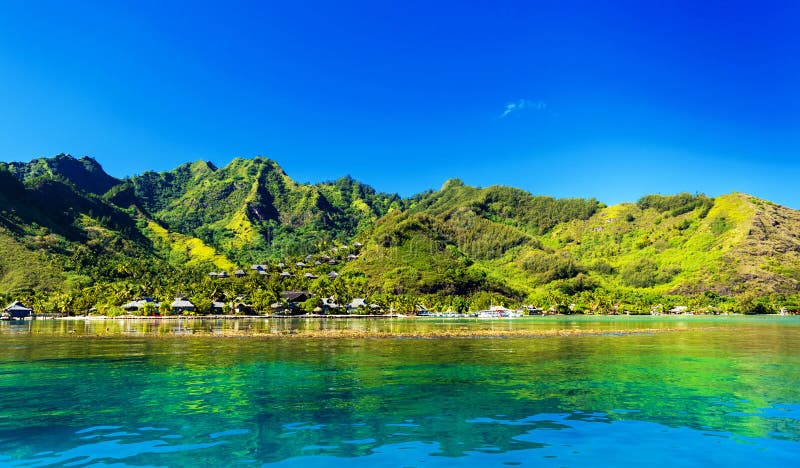 View of the Mountain Landscape, Moorea Island, French Polynesia. Copy ...