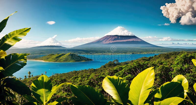 A View of a Mountain Range with Clouds and Greenery in the Foreground ...