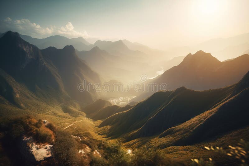 A View of a Mountain Range from a High Point of View Stock Illustration ...