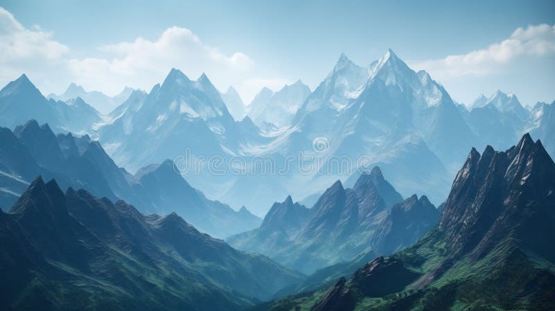 A View of a Mountain Range from a High Point of View Stock Illustration ...