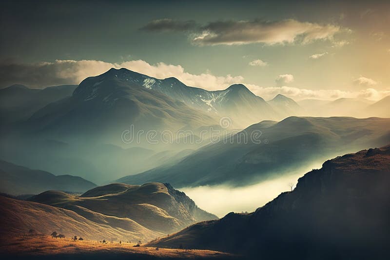 A View of a Mountain Range from a High Point of View. Generative Ai ...