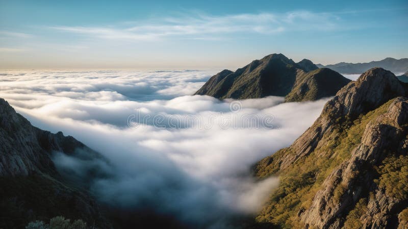 A View of a Mountain Range with Low Lying Clouds in the Foreground ...