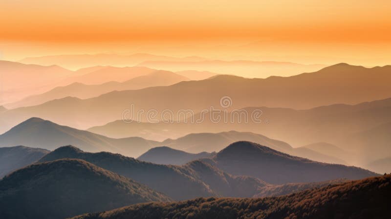 A View of a Mountain Range at Sunset. AI Generative Image. Stock Image ...