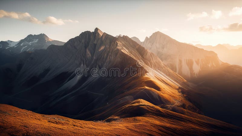 A View of a Mountain Range from the Top of a Hill. AI Generative Image ...