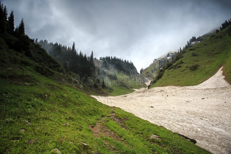 Snow from the Avalanches in the Gorge. Stock Image - Image of gorge ...