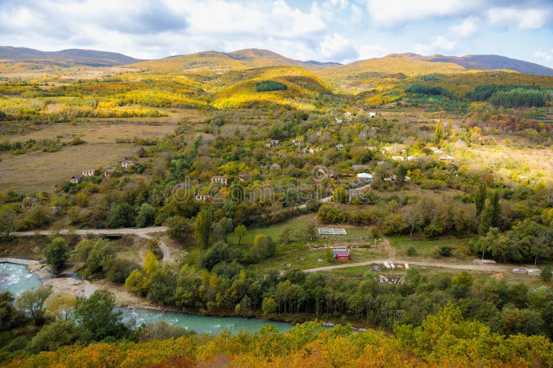 View of a Mountain River from the Height of the Mountains Stock Image ...