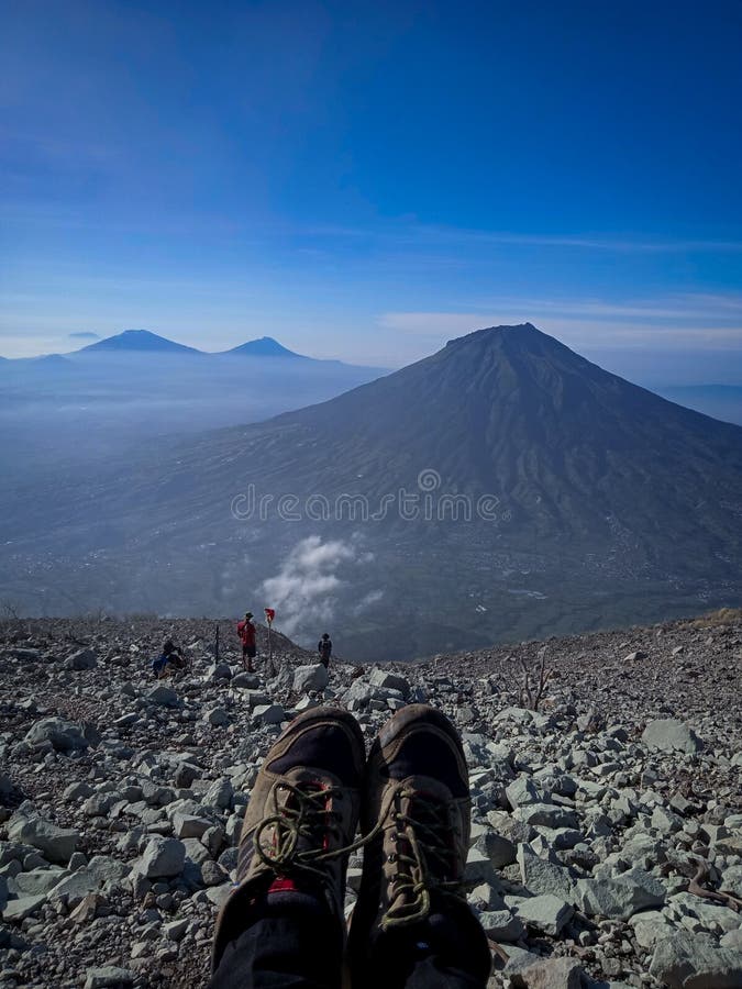 Mountain Sindoro Sumbing View Wonosobo Stock Image - Image of sindoro ...