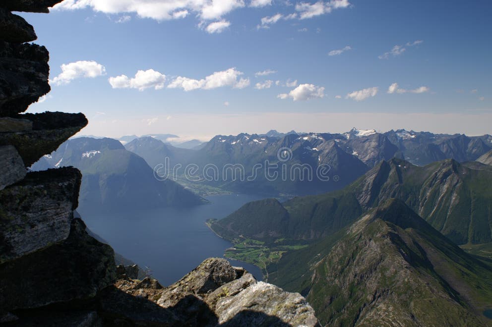 View from Mountain Slogen, Norway Stock Image - Image of summer, depth ...