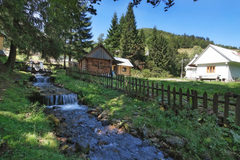 View of a Mountain Stream Near the Bathhouse. Stock Photo - Image of ...