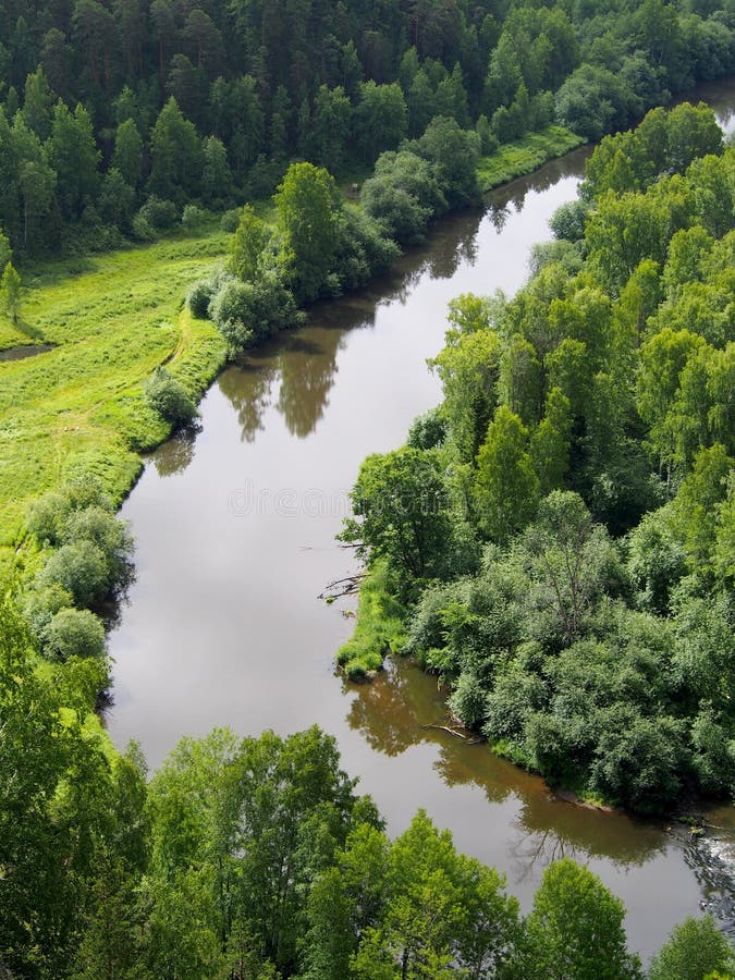 View from the Mountain To the Curving River Stock Photo - Image of ...