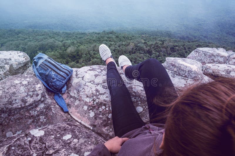 View on the Mountain Top View. Stock Photo - Image of cliff, lady: 80551668