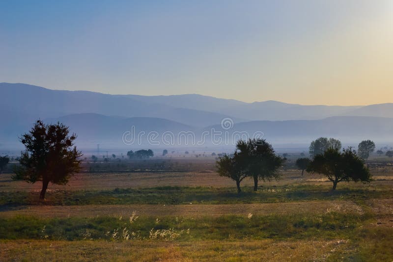 View of Mountains Across the Plain Stock Image - Image of nimbus, etna ...