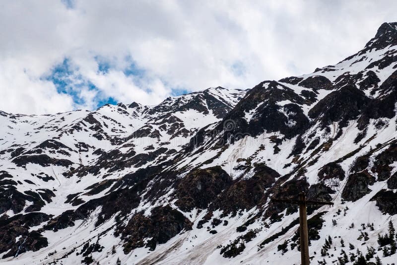 View of the Mountains Covered with Snow in Summer, Nature Background ...