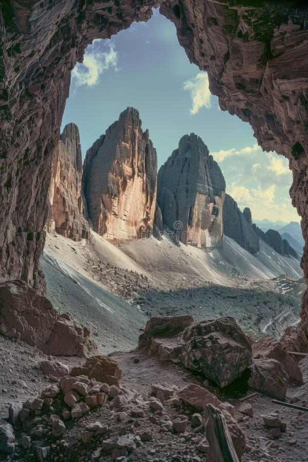 A View of the Mountains from the Inside of a Cave, Ideal for Outdoor ...