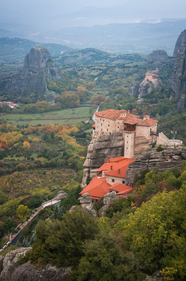 View of the Mountains and Monasteries of Meteora, Greece Stock Image ...
