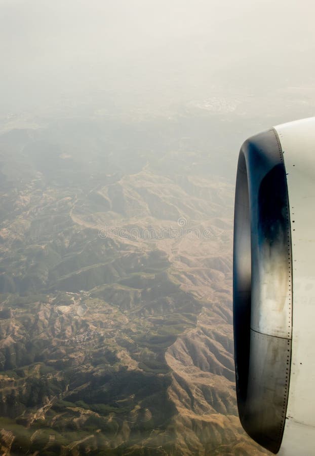 View of the Mountains from the Plane Window. View from a Height. Earth ...