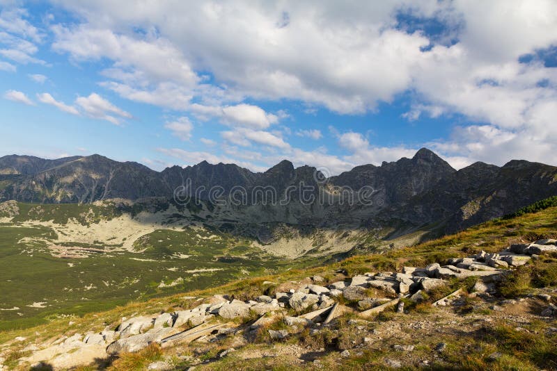 View on Mountains in Poland in Summer and Blue Sky with Clouds Stock ...