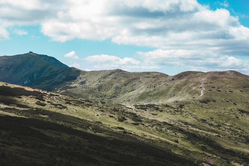 View of Mountains Range Path Leading To Observatory on the Peak Stock ...