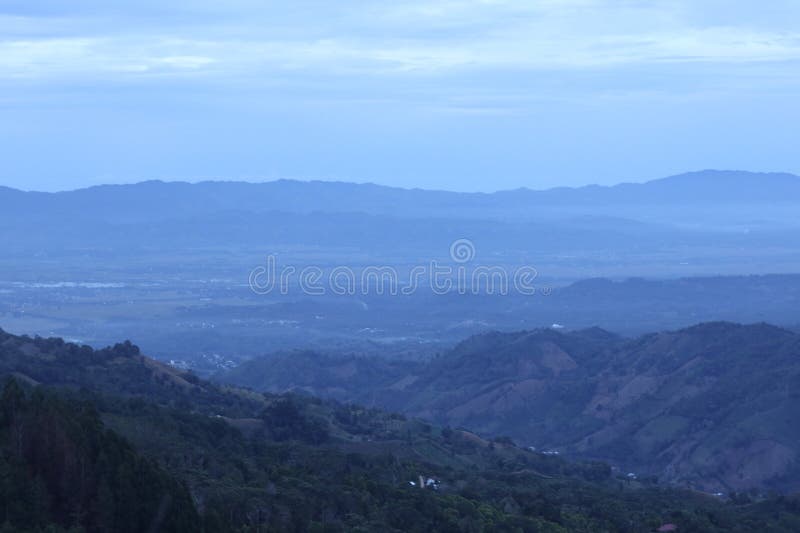 View of the Mountains from the Top of the Hill Stock Image - Image of ...