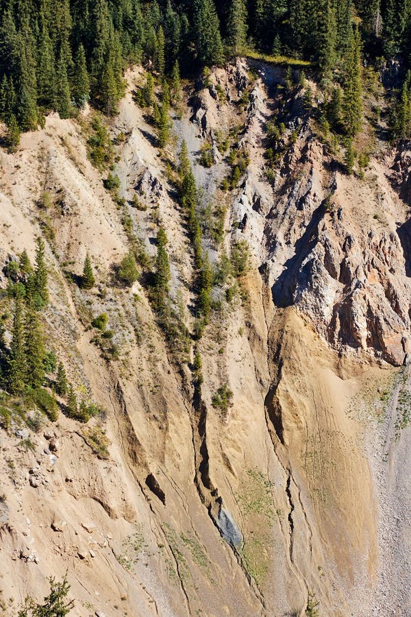 View of the Mountainside with the Aftermath of a Landslide Stock Photo ...