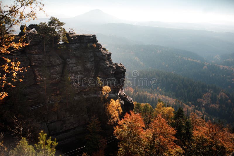 A View of the Mountainside. Trees in Autumn Stock Image - Image of ...