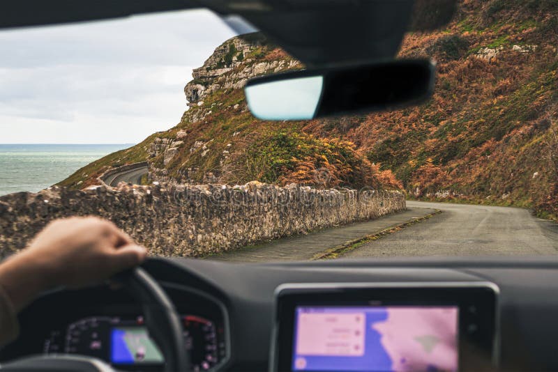 View from a Moving Car through the Front Windshield Stock Photo - Image ...