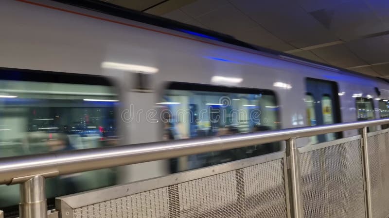 View of a Moving Modern Train in the Subway. Stock Footage - Video of ...