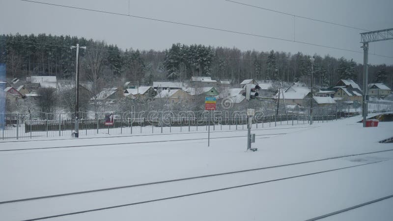 The View from a Moving Train Window of Small Russian or Belarussian ...