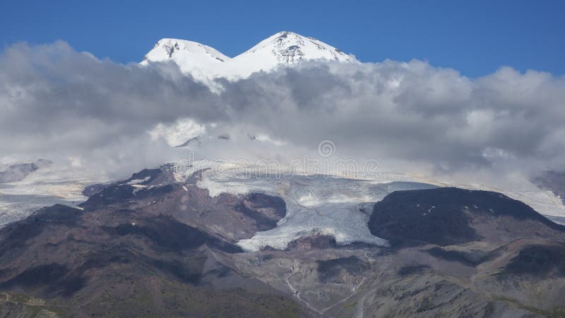 View of Mt Elbrus from Mount Cheget Stock Image - Image of active ...