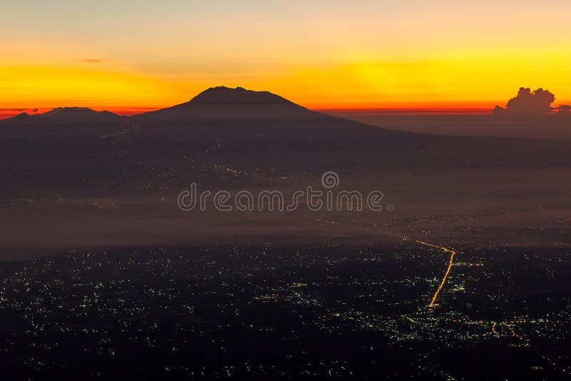 View at Mt. Lawu and Villages at Down from Mt Stock Photo - Image of ...