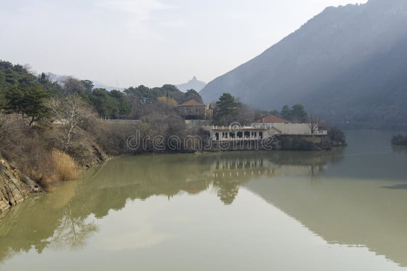View of the Mtkvari (Kura) River and Jvari Monastery from the Bridge in ...