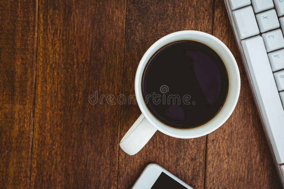 View of a Mug of Coffee and a Keyboard Stock Image - Image of caffeine ...