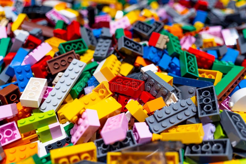 View on Multi Color Plastic Bricks at the Table. Stock Photo - Image of ...