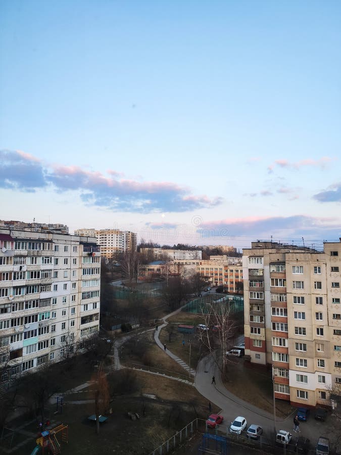 View of Multi-storey Apartment Buildings in the City from the Window ...