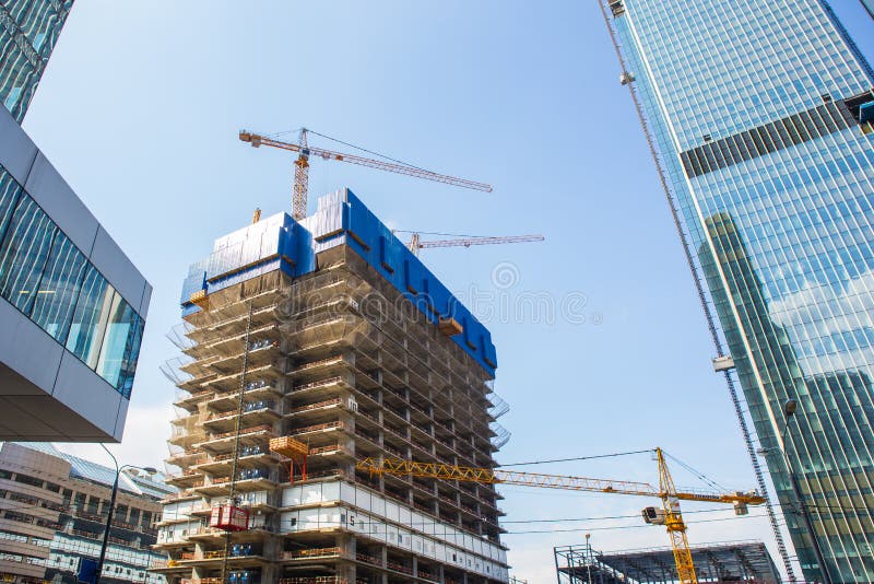 View of Multi-storey Building Under Construction. Stock Image - Image ...