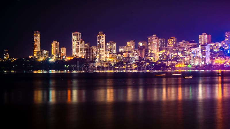 Mumbai nightscape stock photo. Image of apartments, lights - 189560378