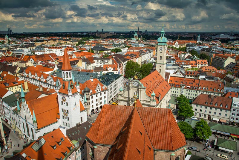 View of Munich city center stock image. Image of famous - 33985599