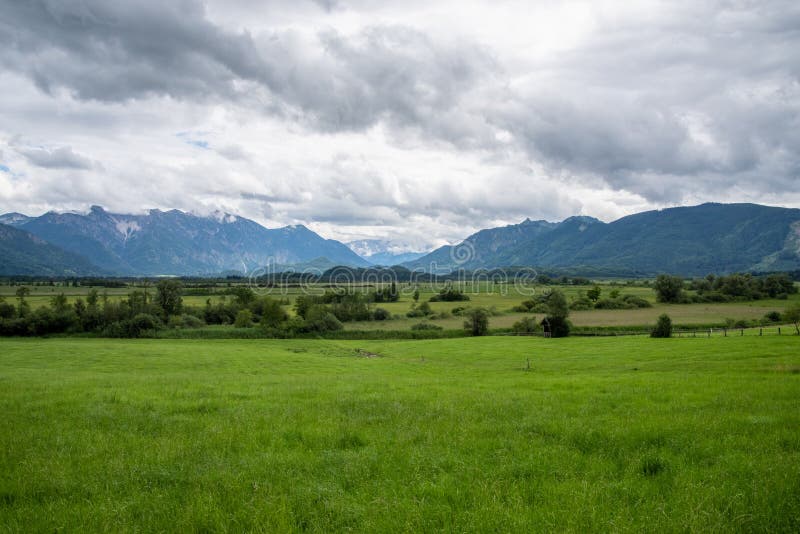 View into the Murnauer Moos at the Staffelsee with Footpath and Bench ...