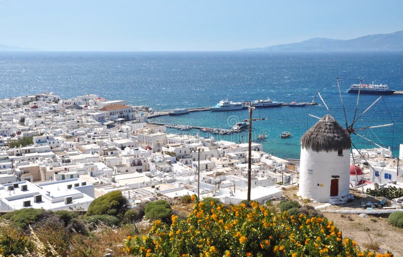 View of Mykonos stock photo. Image of horizontal, white - 25017958