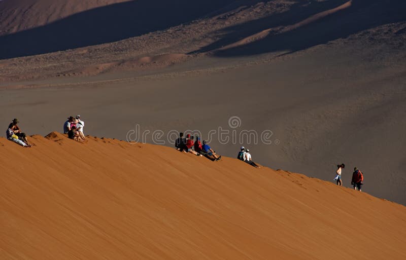 People on Sand Dune, Namibia Editorial Stock Photo - Image of view ...