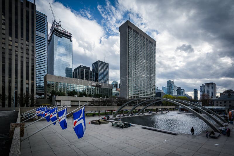 View of Nathan Phillips Square, in Downtown Toronto, Ontario. Editorial ...