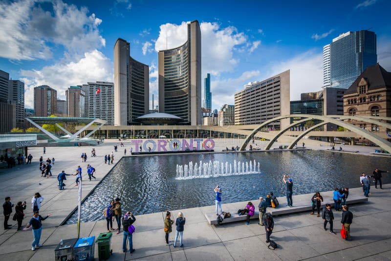 View of Nathan Phillips Square, in Downtown Toronto, Ontario. Editorial ...