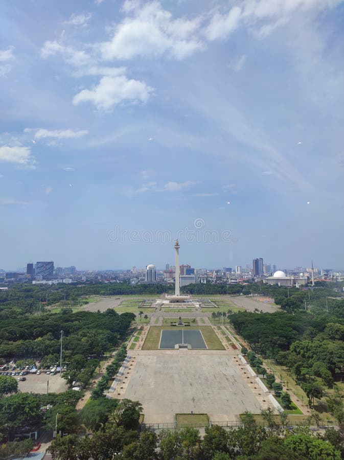 View of the National Monument from the Jakarta National Library ...