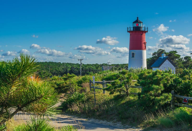 View of Nauset Lighthouse, Cape Cod, in the Bushes during the Day Stock ...