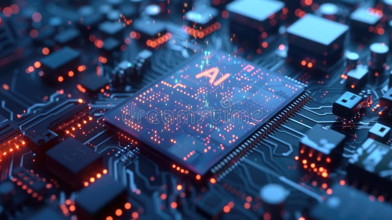 The View of the Neon Mainboard and Cpu Made with Semiconductor Material ...