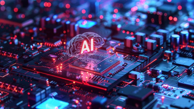 The View of the Neon Mainboard and Cpu Made with Semiconductor Material ...