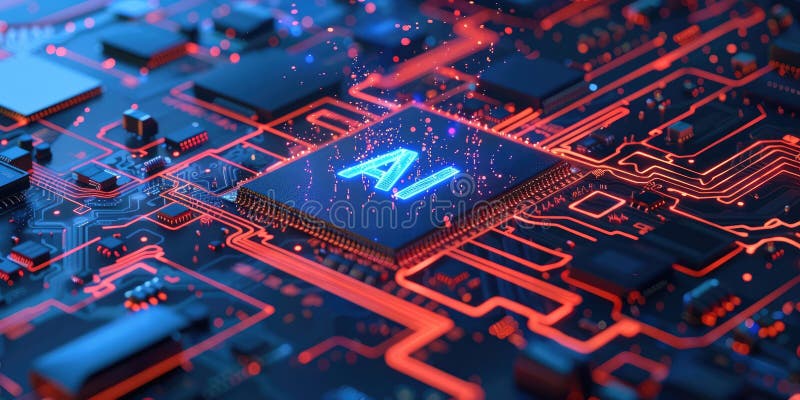 The View of the Neon Mainboard and Cpu Made with Semiconductor Material ...