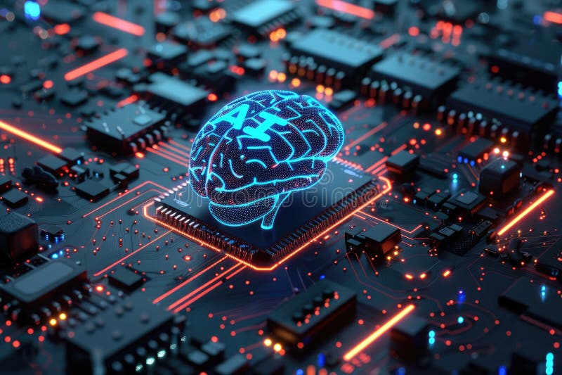 The View of the Neon Mainboard and Cpu Made with Semiconductor Material ...