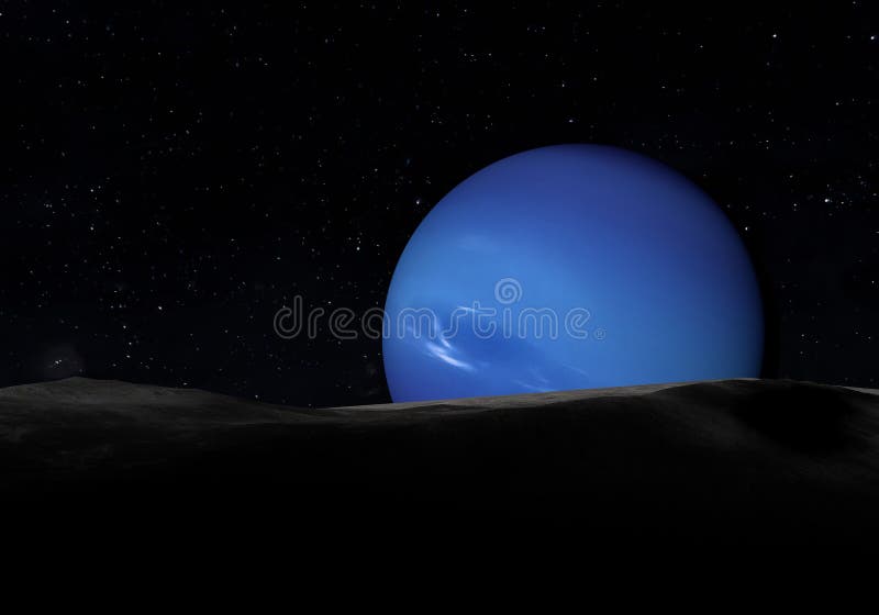 View of Neptune from Asteroid. 3D Illustration Stock Illustration ...