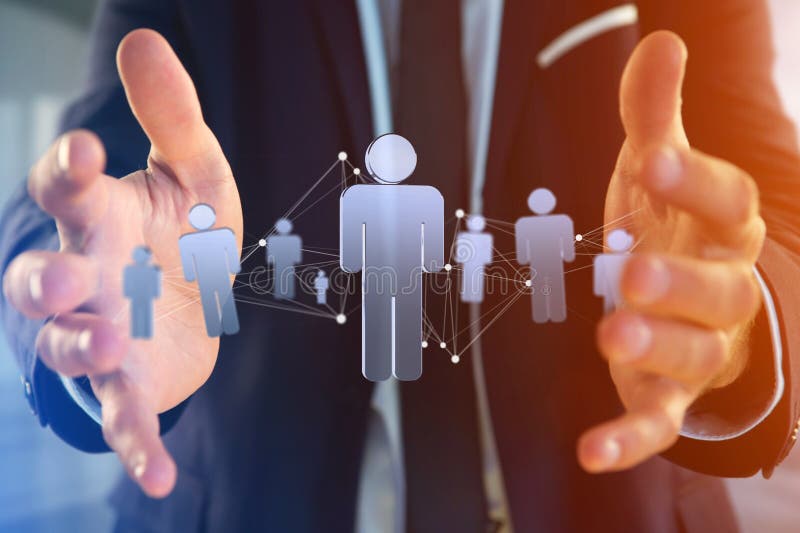 Network Connection with People Linked Each Other - 3D Rendering Stock ...